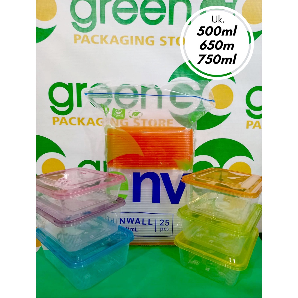 Jual Thinwall Kotak Set Tutup Envi 500ml 650ml 750ml Isi 25 Set
