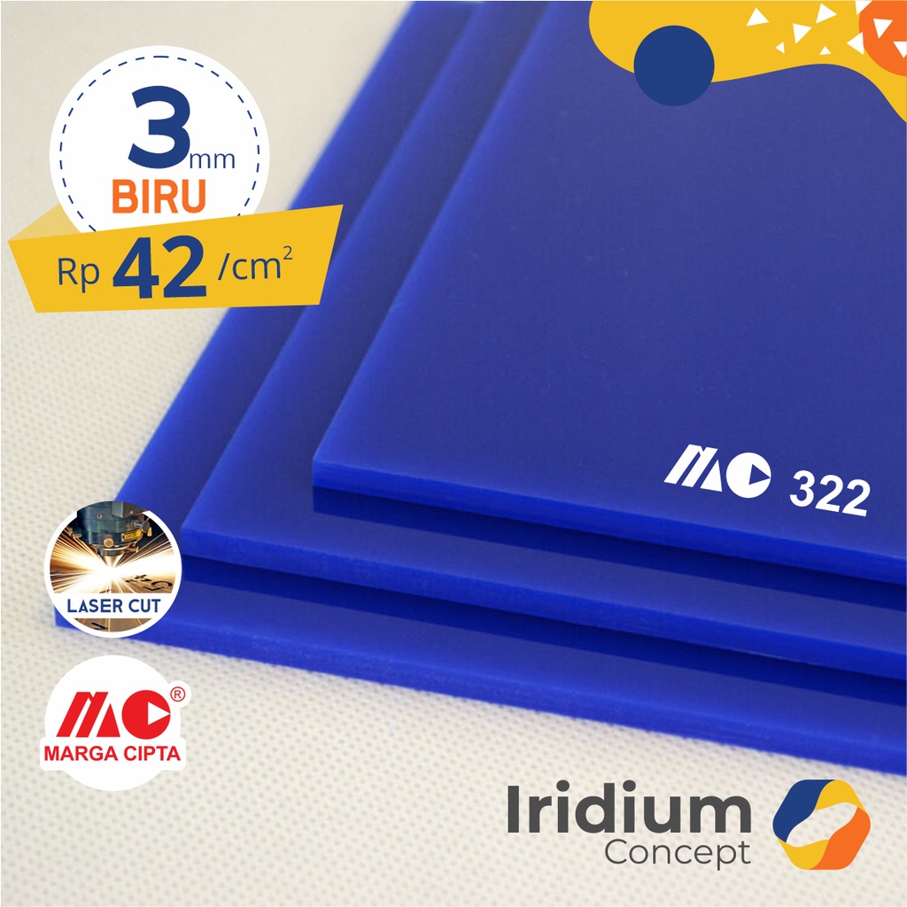 Jual Akrilik Lembaran Biru 3mm / Acrylic Sheet Blue 3 mm Custom Laser ...