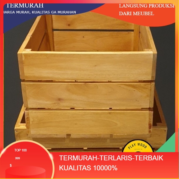 Jual Wooden Crate box 45x35x25 kotak penyimpanan kayu wood storage box ...