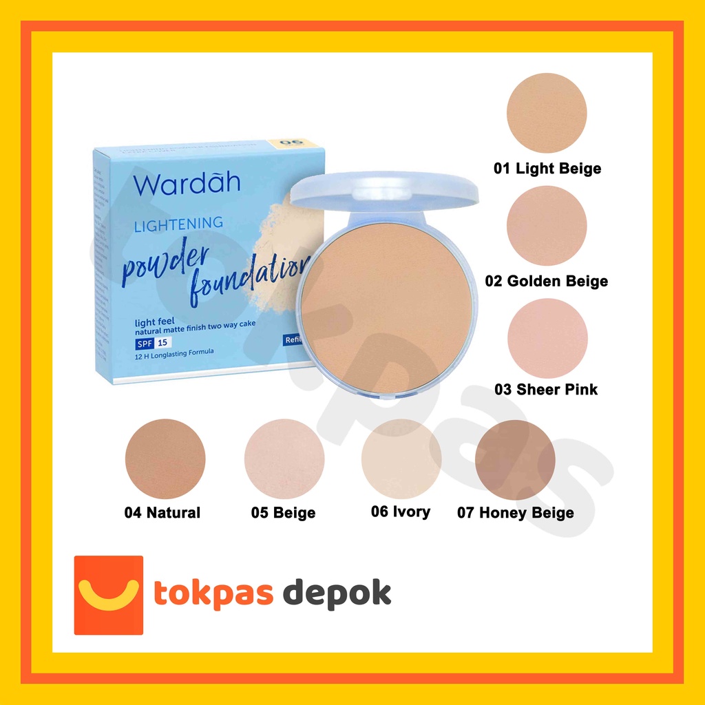 Jual Wardah Lightening Powder Foundation Light Feel Refill Two Way Cake ...