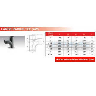 Jual Tee Y 90° RUCIKA 8 x 4" inch PVC AW / Large Radius Tee TY 90 derajat Indonesia|Shopee Indonesia