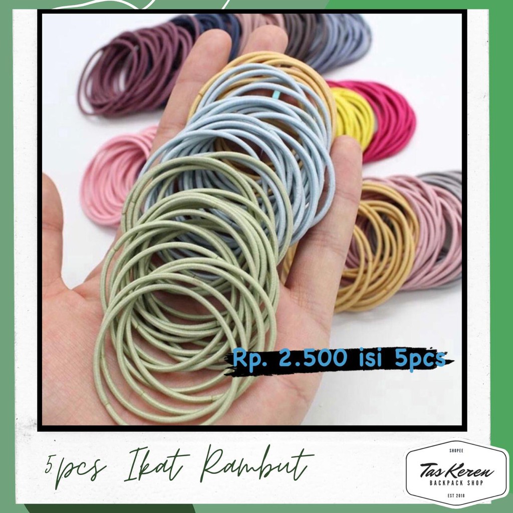 Jual 5 pcs Ikat Karet Rambut Elastis Warna Polos Gaya Korea / Ikat ...
