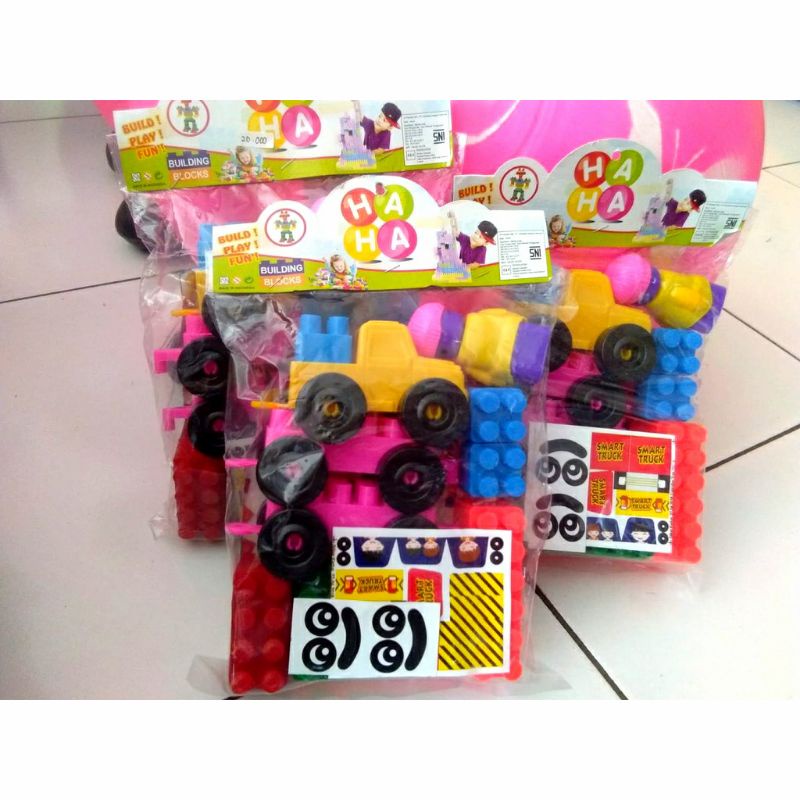 Jual ( HaHa Balok )Mainan anak susun balok mobil isi 32 pcs | Shopee ...