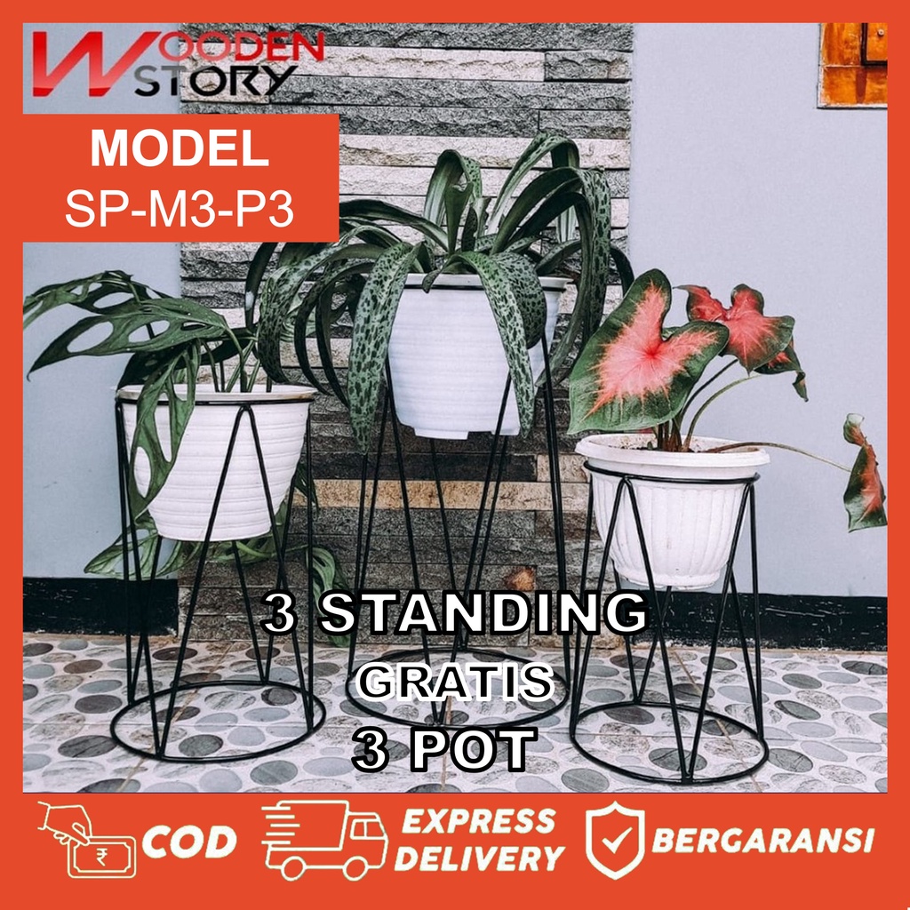 Jual 3 Standing Pot - standing bunga- standing tanaman hias- stand ...