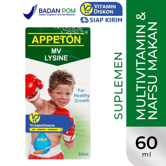 Jual VITAMIN ANAK // APPETON WITH LYSINE SYRUP MULTIVITAMIN 60 ML ...