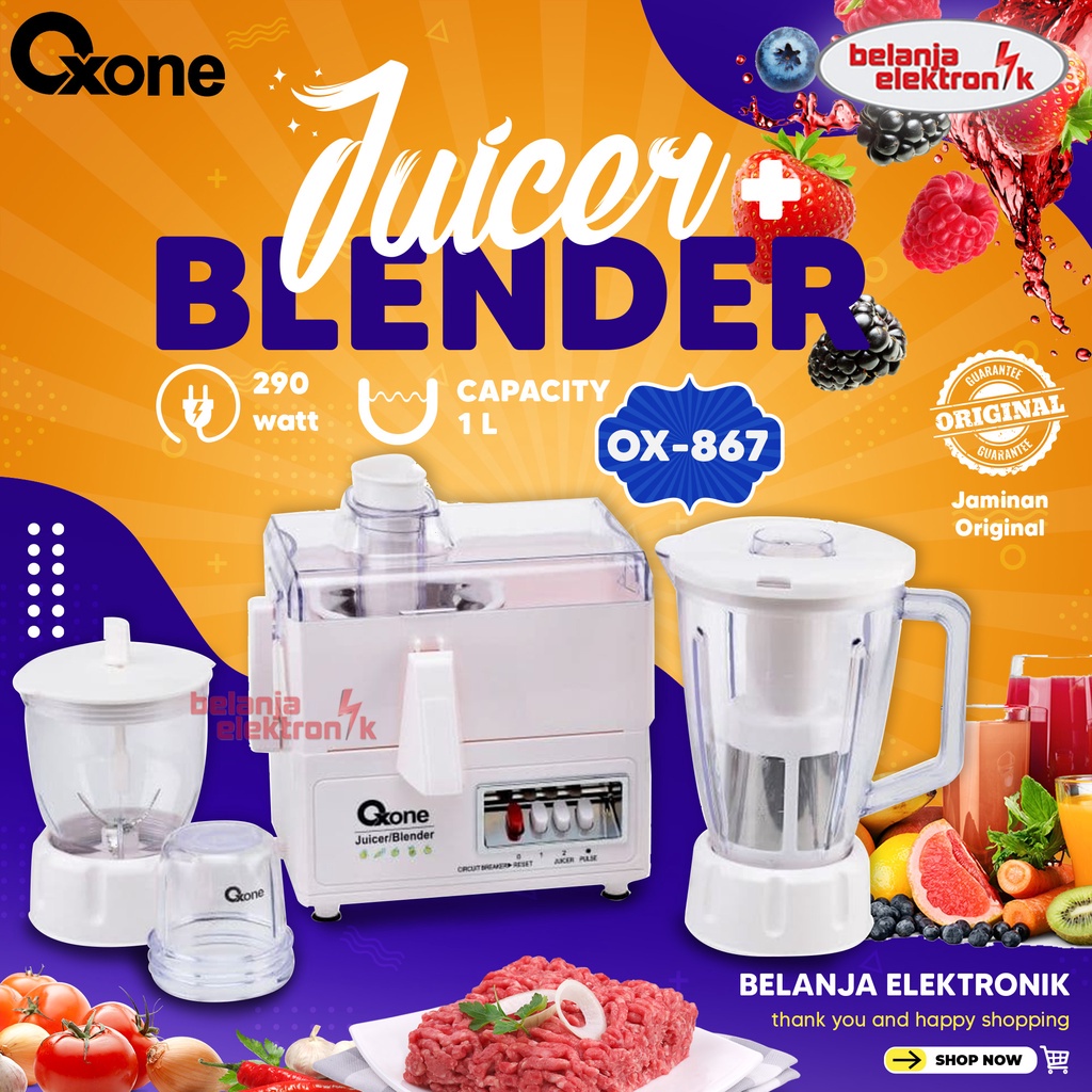 Jual JUICER BLENDER CHOPPER OXONE OX-867 4 IN 1 PENGGILING BUMBU DAGING / JUS BUAH | Shopee ...