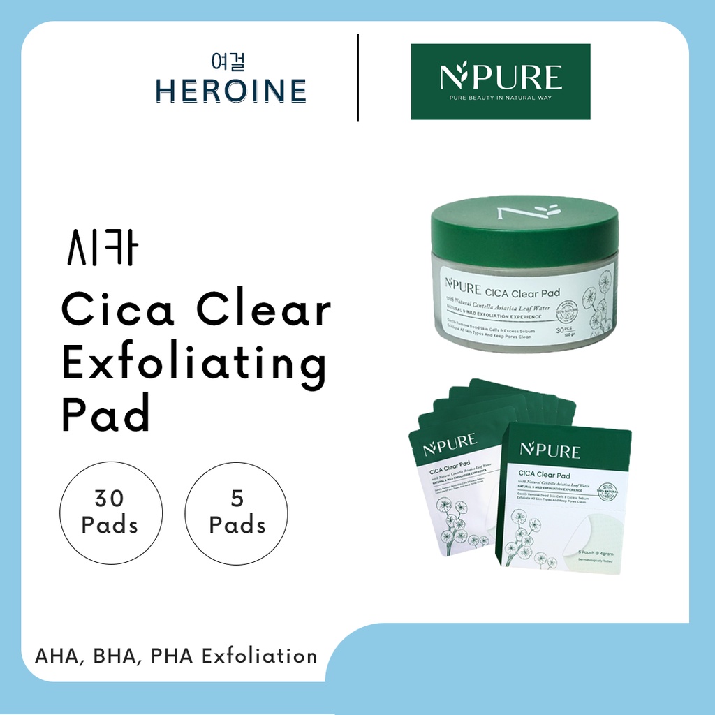 Jual ORIGINAL NPURE Cica Clear Pad / Exfoliating pad isi 5 & 30 Pads ...