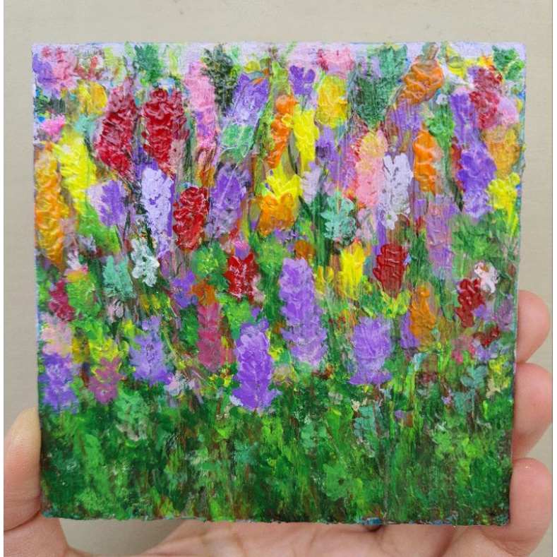 Jual Colorful Flower Field | Lukisan canvas panel kecil (10x10 ...