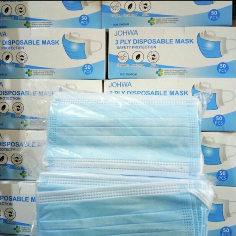 Jual Masker Disposable face Mask 3ply (1BOX isi 50pcs) | Shopee Indonesia