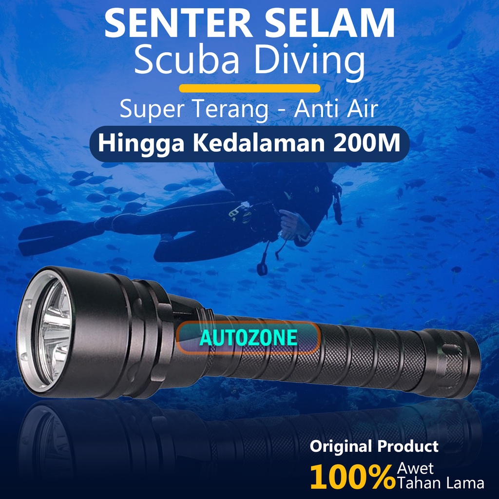 Jual TaffLED Senter Selam LED Scuba Dive Waterproof 200M T6 Underwater Torch Light IPX-8 ...