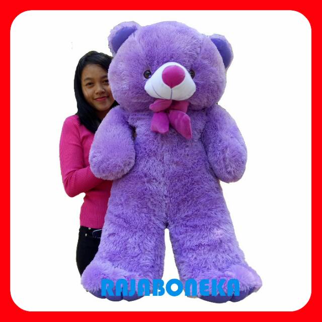 Jual Boneka Teddy Bear Besar Jumbo Ungu 1 Meter Beruang Panda Bahan ...