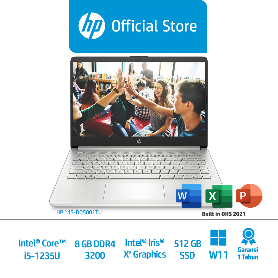 Jual HP Laptop 14s-dq5001TU I5 i5-1235U Intel Xe Graphics 8GB 512GB SSD Silver W11 Home OHS 2021 ...