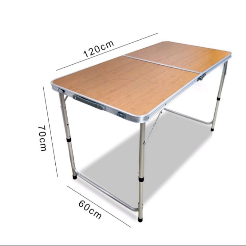 Jual Meja Lipat koper Alumunium Meja Portable Kaki Bulat 60x120 import | Shopee Indonesia