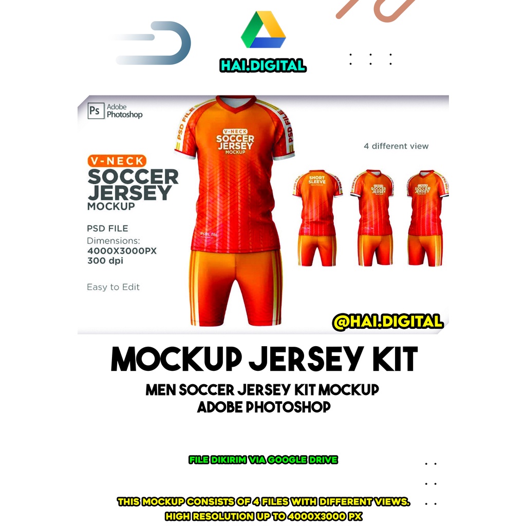 Jual Men Soccer Jersey Kit Mockup - Adobe Photoshop | Shopee Indonesia