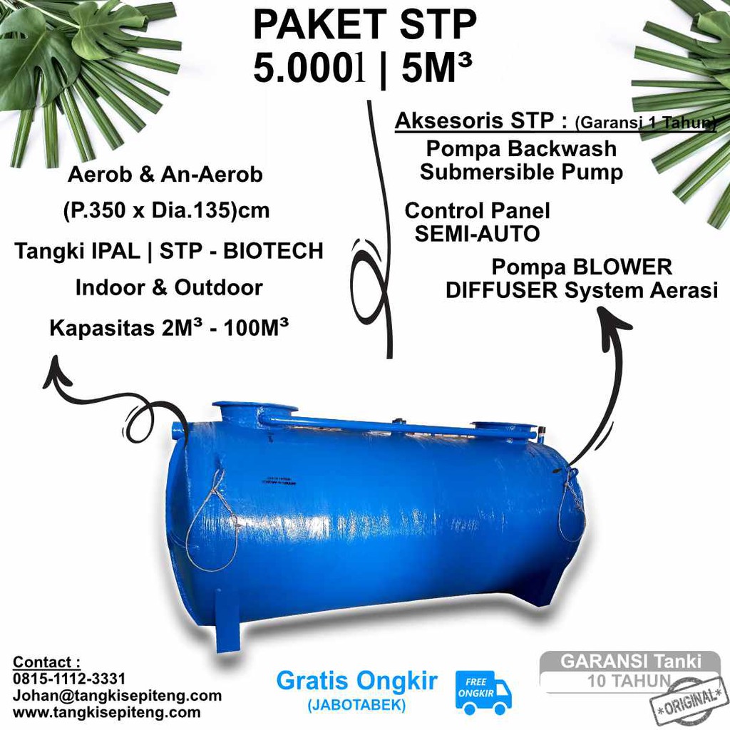 Jual PAKET SYSTEM BIOFILTER STP BIOFIL BIOTECH BIOTANK 5000 Liter / 5M3 ...