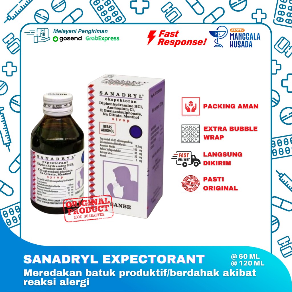Jual SANADRYL EXPECTORANT SIRUP @ 60 ML / 120 ML | Shopee Indonesia