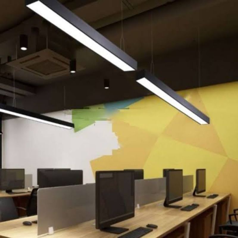 Jual lampu gantung office led panjang balok 28 watt TL led hitam ...