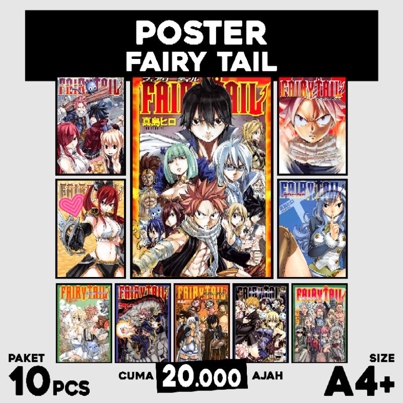 Jual Poster FAIRY TAIL Poster Anime Paket Poster 1 Set 10pcs SIZE A4 ...