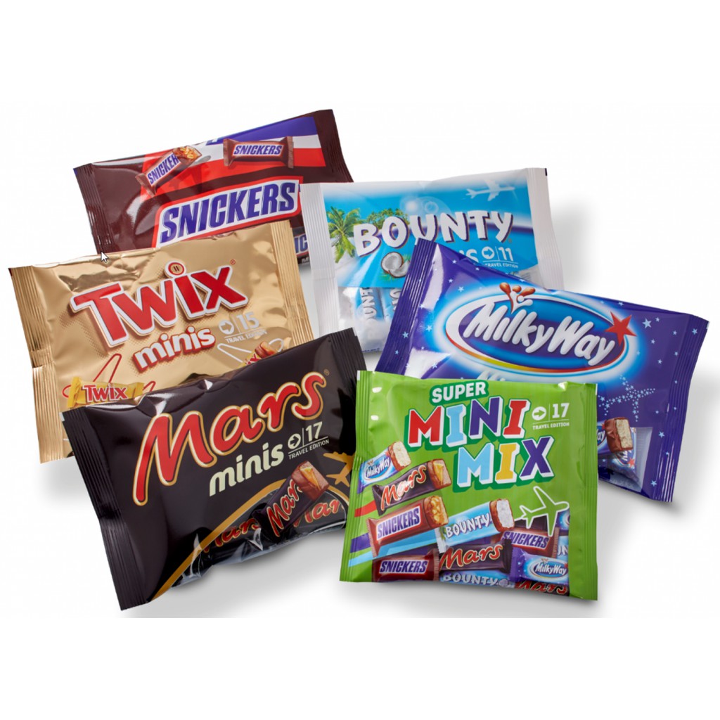 Jual Cokelat MARS SNICKERS TWIX MILKYWAY BOUNTY Minis 333gram European ...
