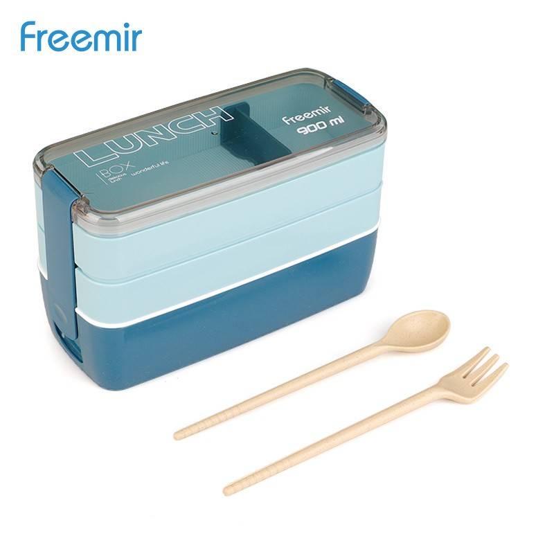 Jual Freemir 3-Layer Lunch Box - Blue 900 ml | Shopee Indonesia