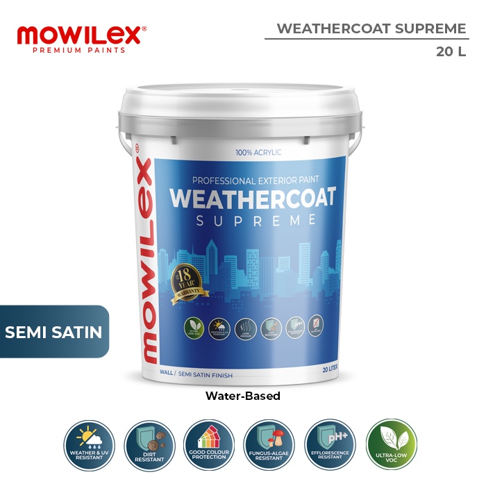Jual Mowilex Weathercoat Supreme Cat Tembok Eksterior 20 L Shopee