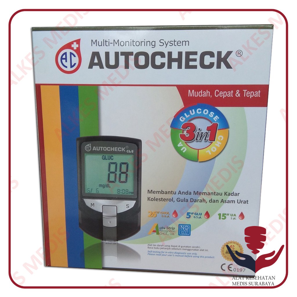 Jual Alat Test GCU Autocheck 3 in 1 Cek Glucose Cholesterol Uric Acid ...