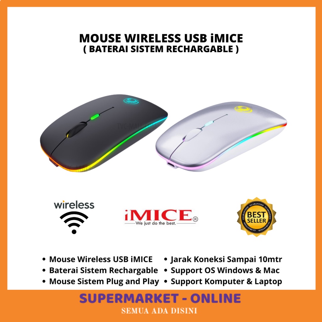Jual TERLARIS MOUSE WIRELESS USB Baterai Sistem Rechargable Charge Ada ...