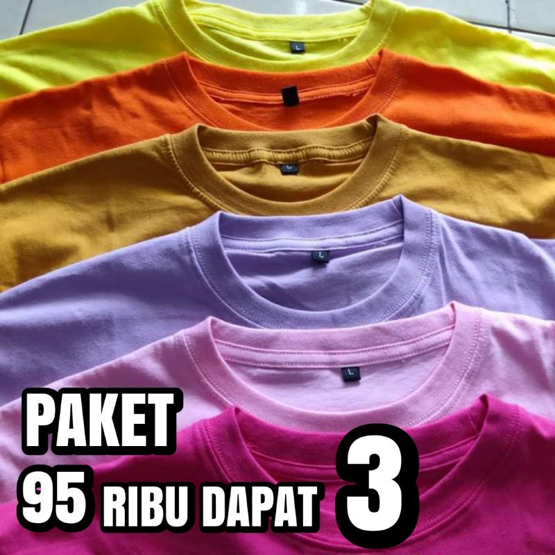 Jual PAKET 95 RIBU DAPAT 3 Kaos Polos Pria Wanita Katun Combed 30s ... Jual PAKET 95 RIBU DAPAT 3 Kaos Polos Pria Wanita Katun Combed 30s ...