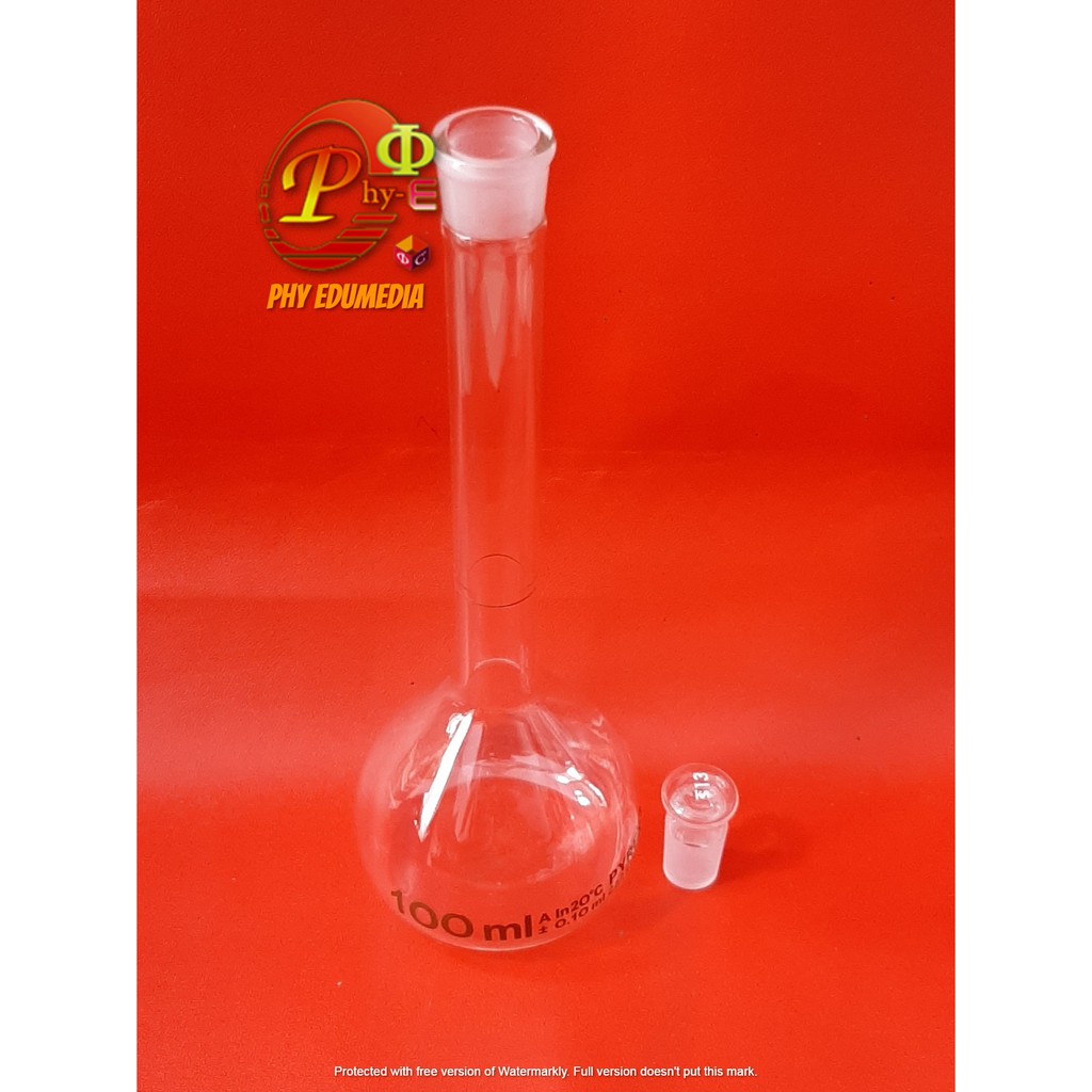 Jual Labu ukur 100ml Iwaki / Volumetric Flask 100ml Iwaki / Labu ukur Glass Stopper Iwaki ...