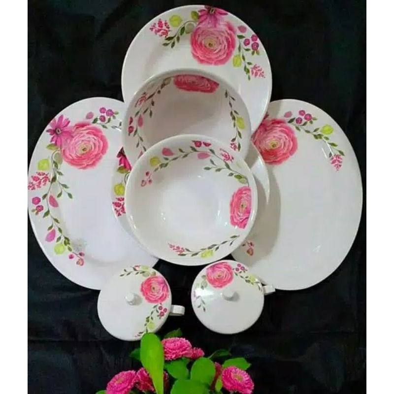 Jual DINNER SET MELAMIN MOTIF CANTIK & ELEGAN ONYX SEIV ELONA | Shopee ...