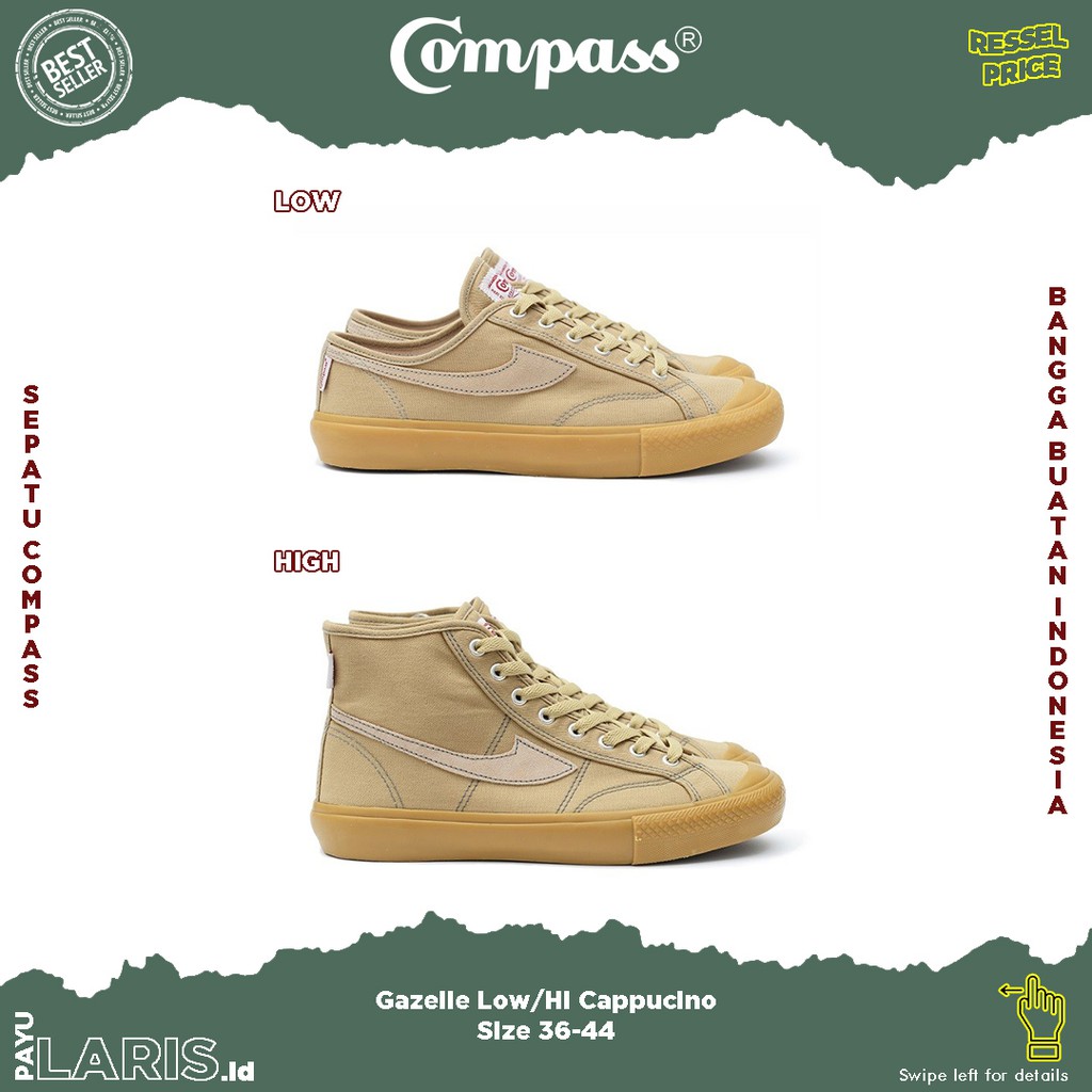 Jual Sepatu Compass Gazelle Low/High Cappucino (ORIGINAL) | Shopee ...