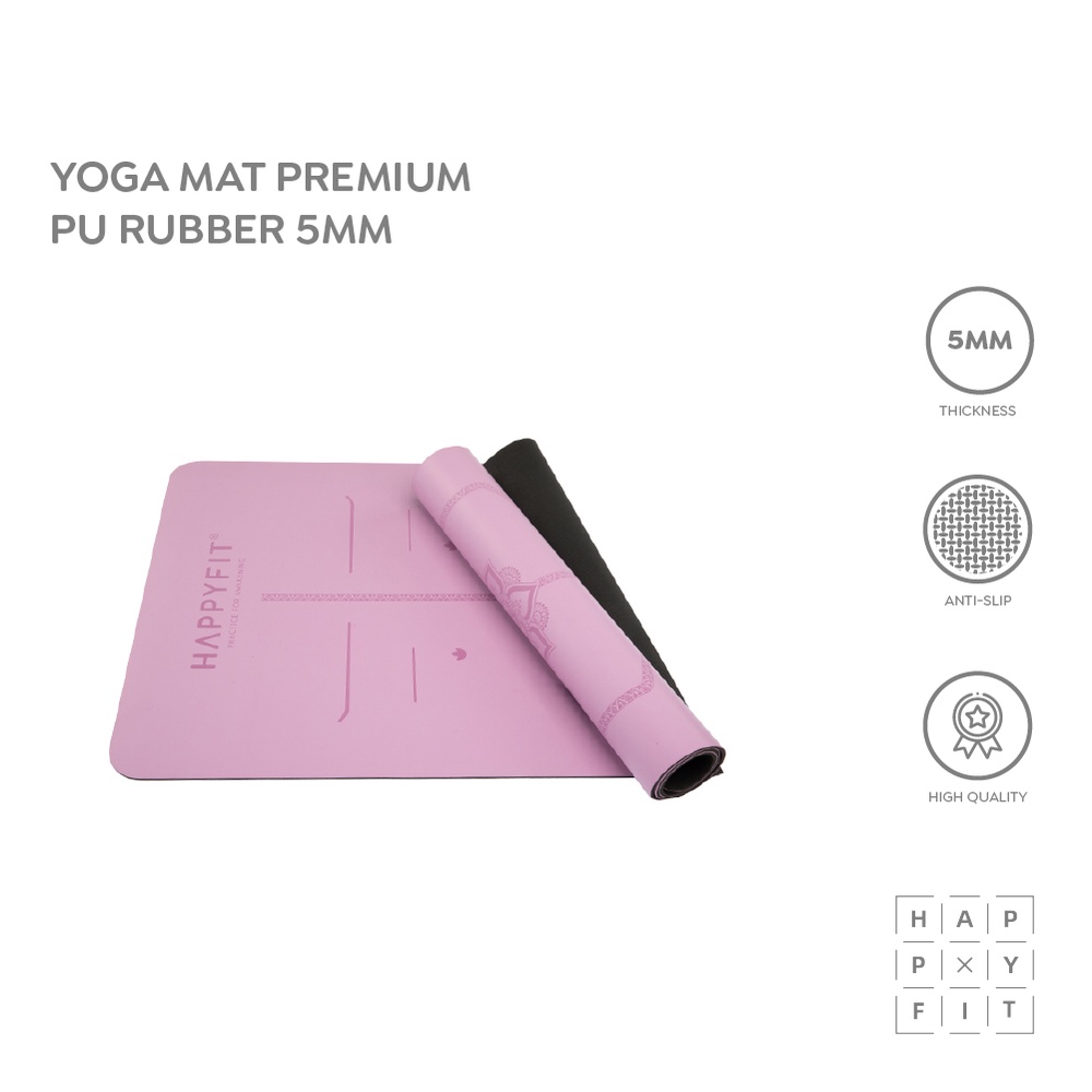 Jual HAPPYFIT - Yoga Mat Premium PU Rubber 5mm / Matras Yoga / Matras ...
