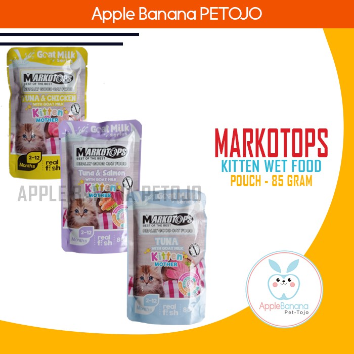 Jual Makanan Kucing Basah MARKOTOPS POUCH KITTEN CAT 85 Gram - Markotop ...