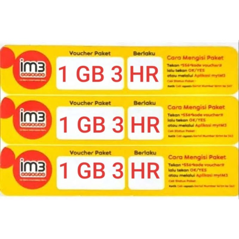 Jual Voucher im3 1 gb 3 hari | Shopee Indonesia