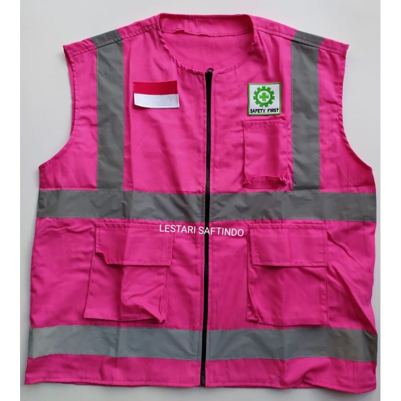 Jual Rompi Bahan Drill warna pink free logo Indonesia|Shopee Indonesia