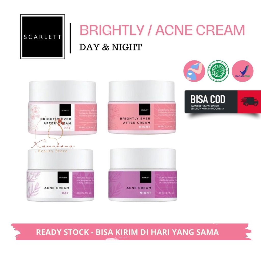 Jual Brightly cream scarlett - Acne Cream scarlett - cream day & night ...