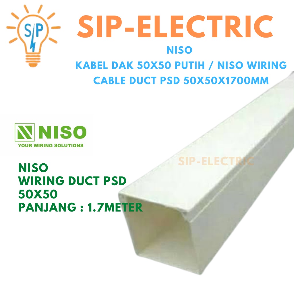 Jual NISO KABEL DAK 50X50 PUTIH / NISO WIRING CABLE DUCT PSD 50X50X1.7 ...