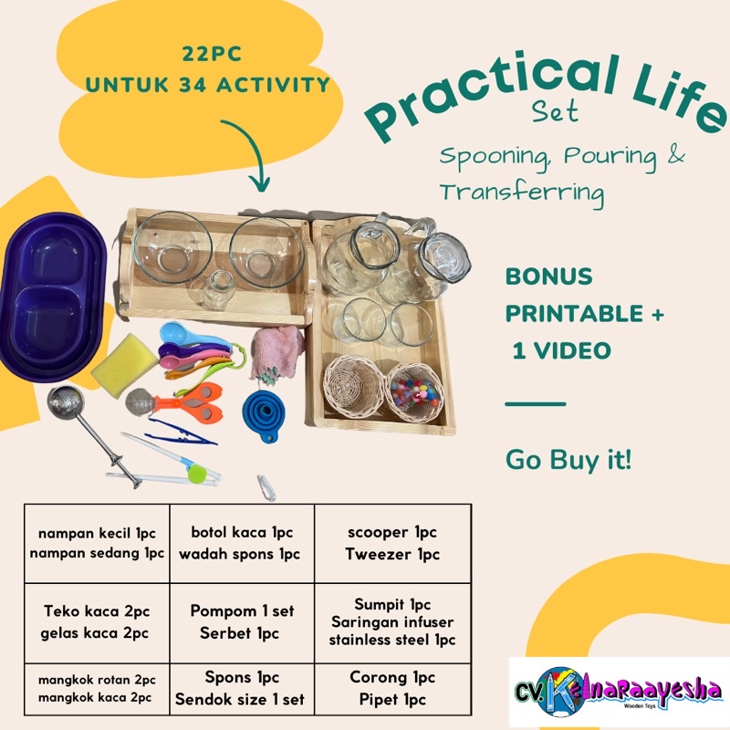 Jual Practical life set (spooning, pouring, transferring) 22pc | Shopee ...