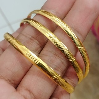Jual Gelang Keroncong Pipih Lebar Lapis Emas Asli Isi 3 | Shopee Indonesia