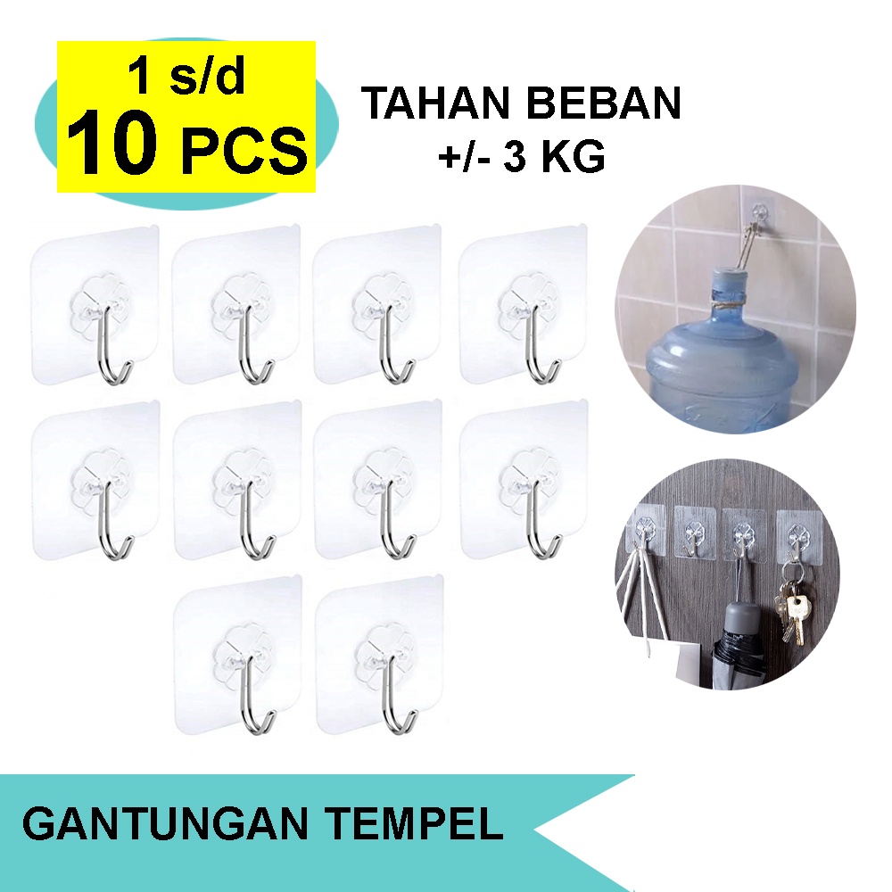 Jual Gantungan Hook Transparan Tempel Dinding Tembok Super Kuat ...