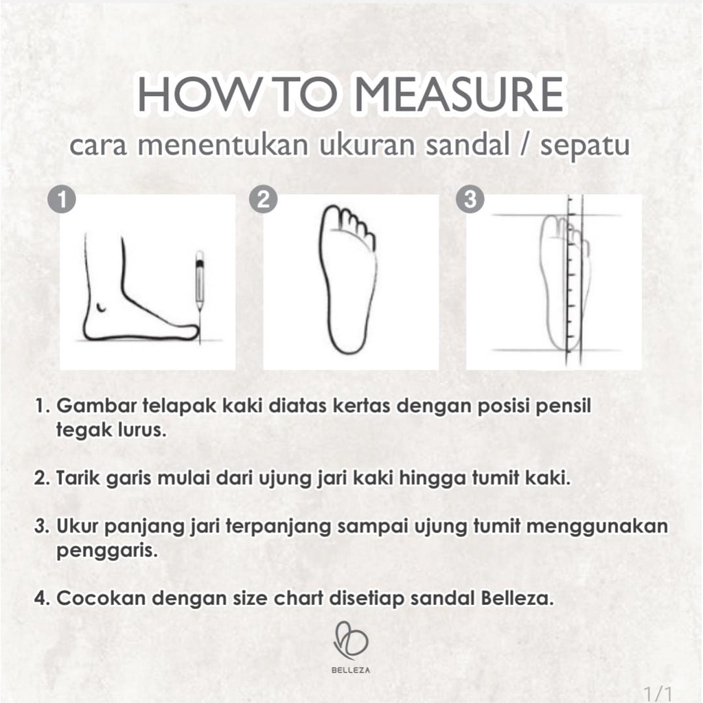 Jual [CARA UKUR SIZE] Menentukan Ukuran Sandal / Sepatu Belleza ...