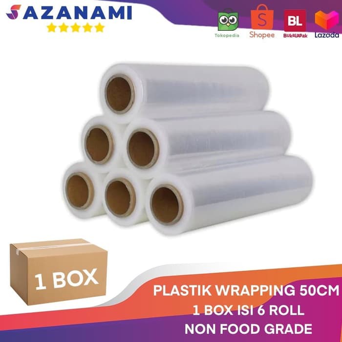 Jual PROMO 1 BOX PLASTIK WRAPPING 50CM X 150M STRETCH FILM PLASTIC WRAP ...