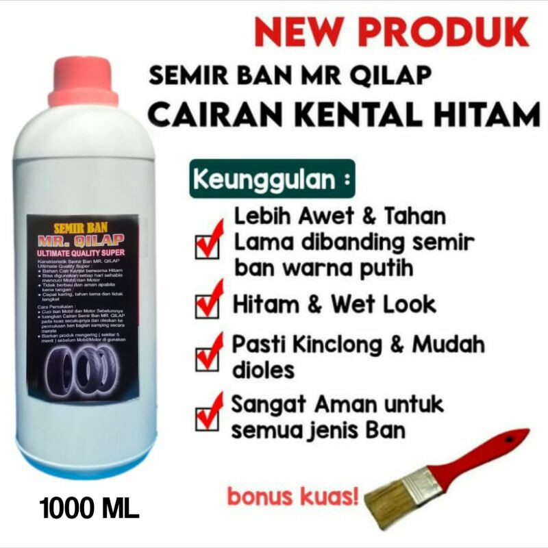 Jual Semir Ban Cairan Kental Hitam bonus Kuas/Pengkilap Ban/Penghitam ...