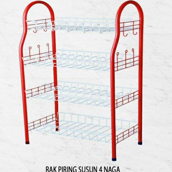 Jual RAK PIRING SUSUN 4 BESI DRAGON - Merah selalu ada | Shopee Indonesia