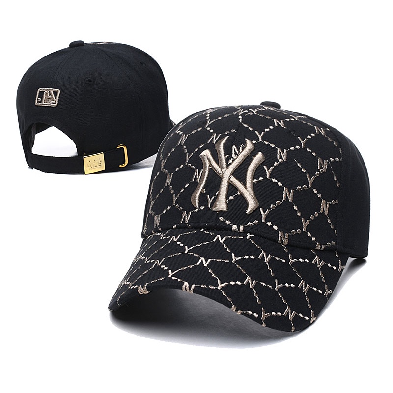 Jual Topi NY Monogram Black Gold MLB Baseball Cap Hitam Emas Premium ...