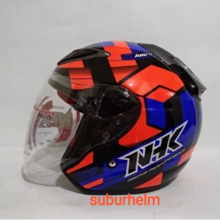 Jual HELM NHK R6 CUBE BLACK BLUE RED HALF FACE SINGLE VISOR ORI DEWASA ...
