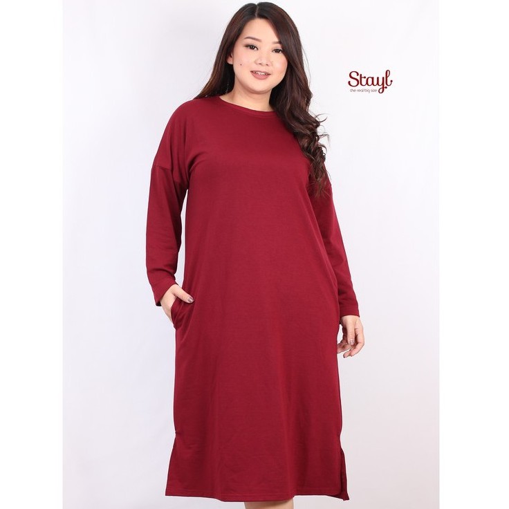 Jual Jumbo Size Midi Dress LD 110 Baju Gaun Pendek Yasmin Jubah Dress ...