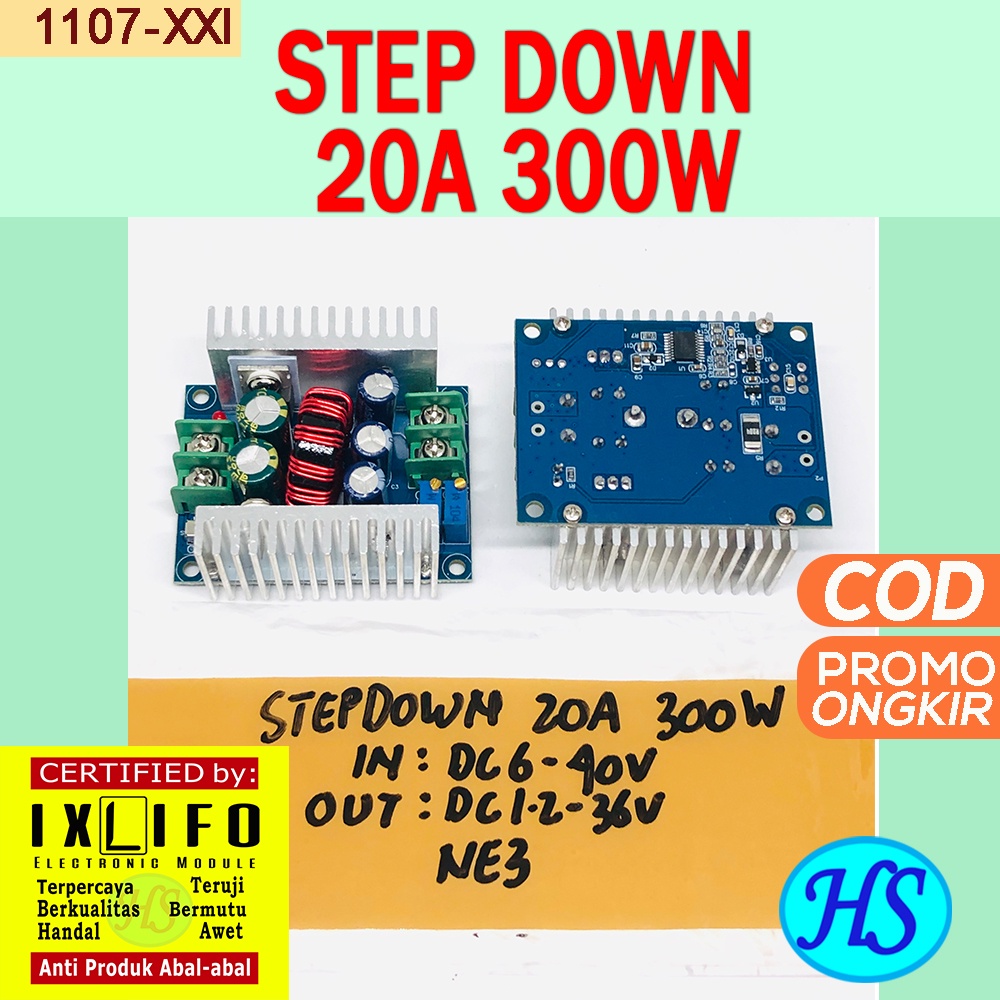 Jual Step Down 20A 300W DC Buck Converter Module Adjustable Amp Volt CC ...