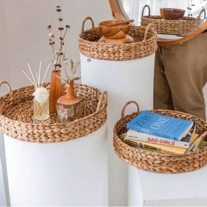 Jual Tray Bulat Besi Eceng Gondok | Nampan Bulat | Keranjang Storage ...