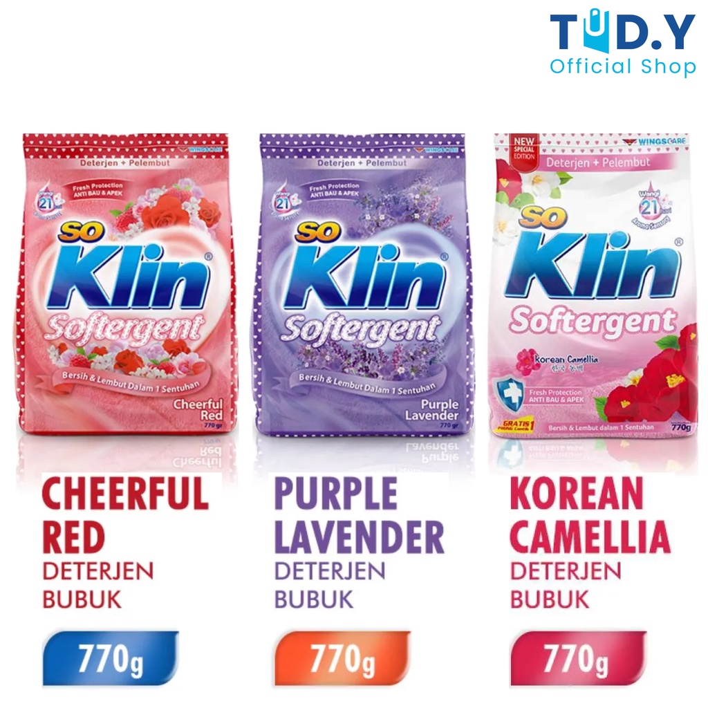 Jual So Klin Powder Detergent Bag 770 gr | Cheerful Red | Purple ...